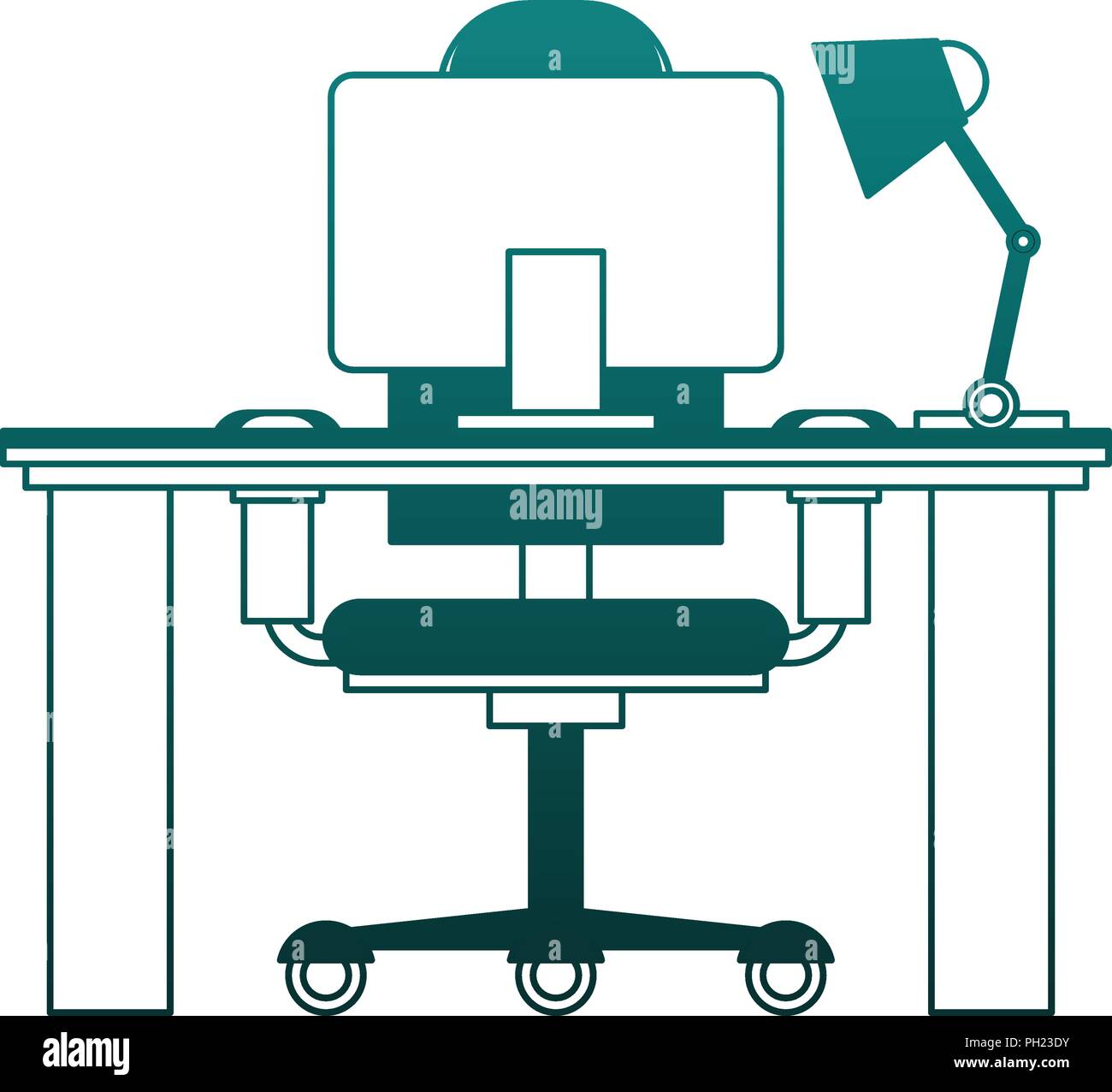 Office with computer blue lines Stock Vector Image & Art - Alamy