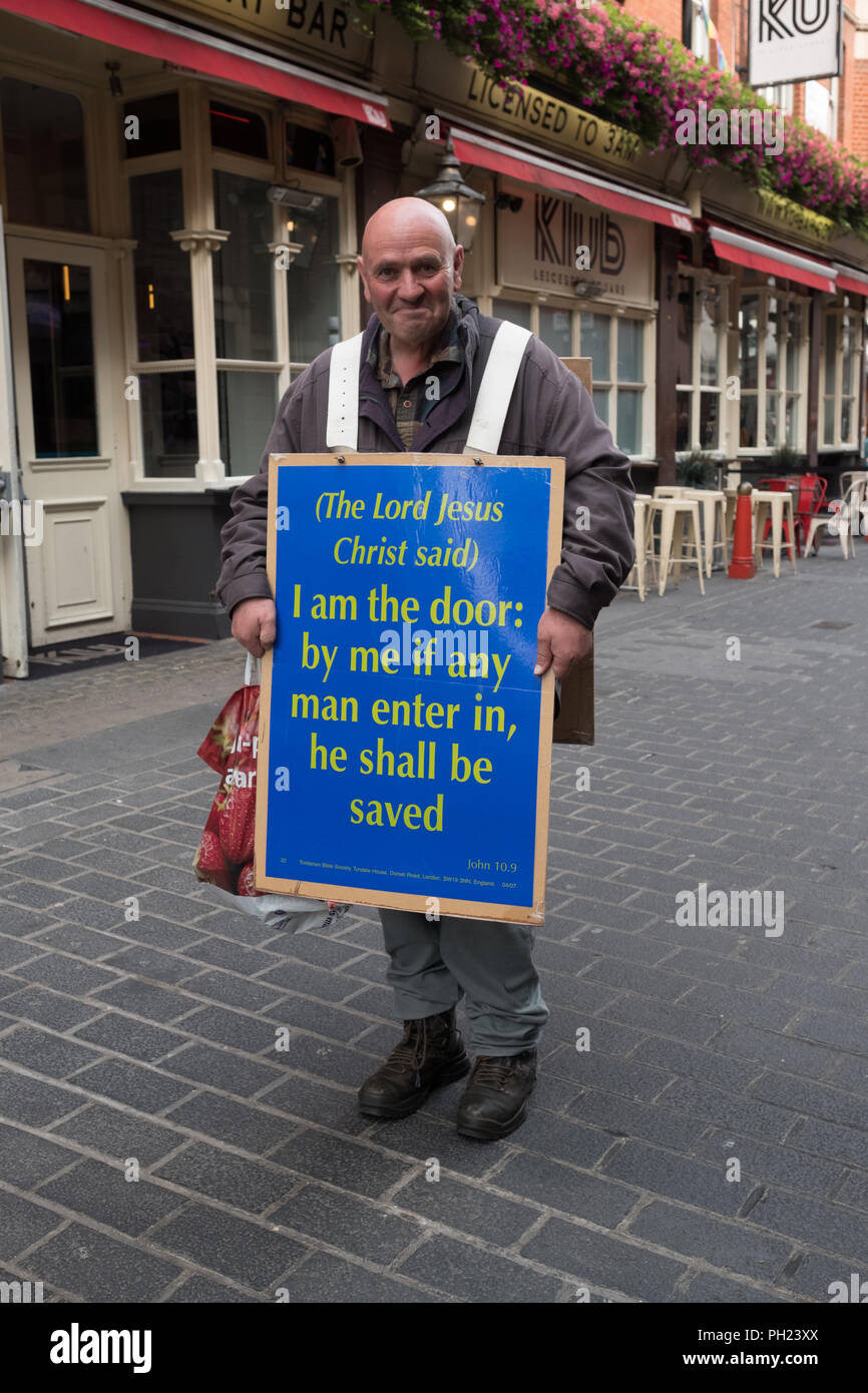 Street preacher with his message for passers by. Taken in London's Old ...