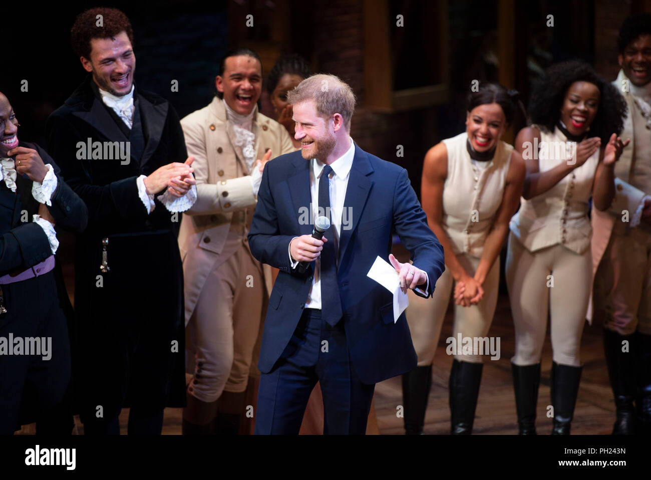 The Duke of Sussex at the Victoria Palace Theatre in London addressing ...