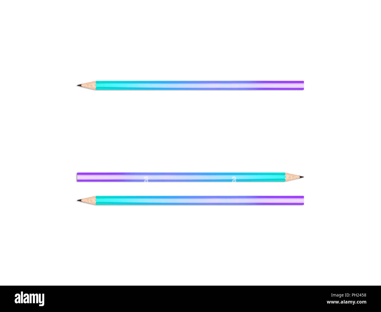 Three gradient pencils are lying on white background Photo template ...