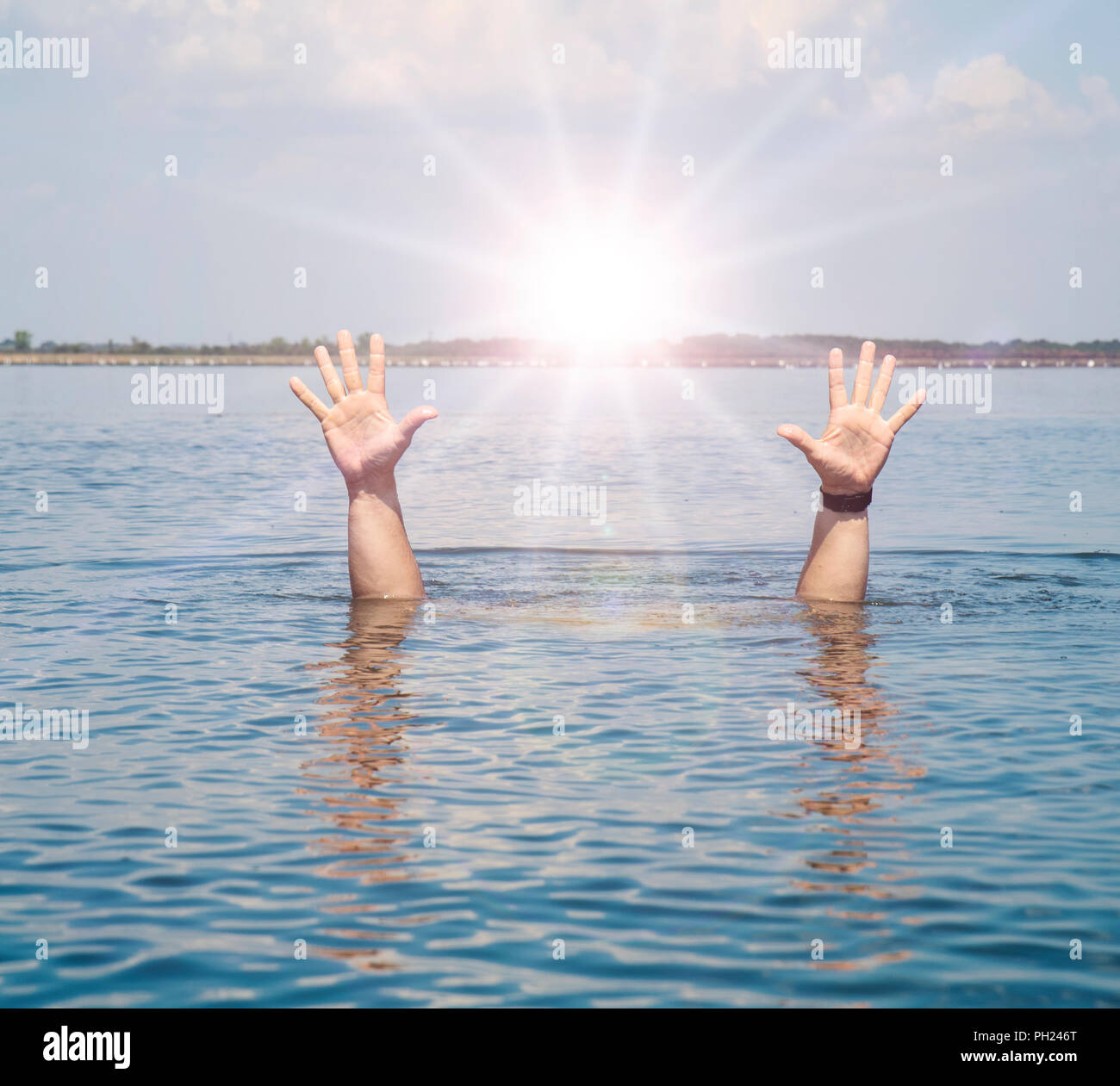 Drowning water hands hi-res stock photography and images - Alamy