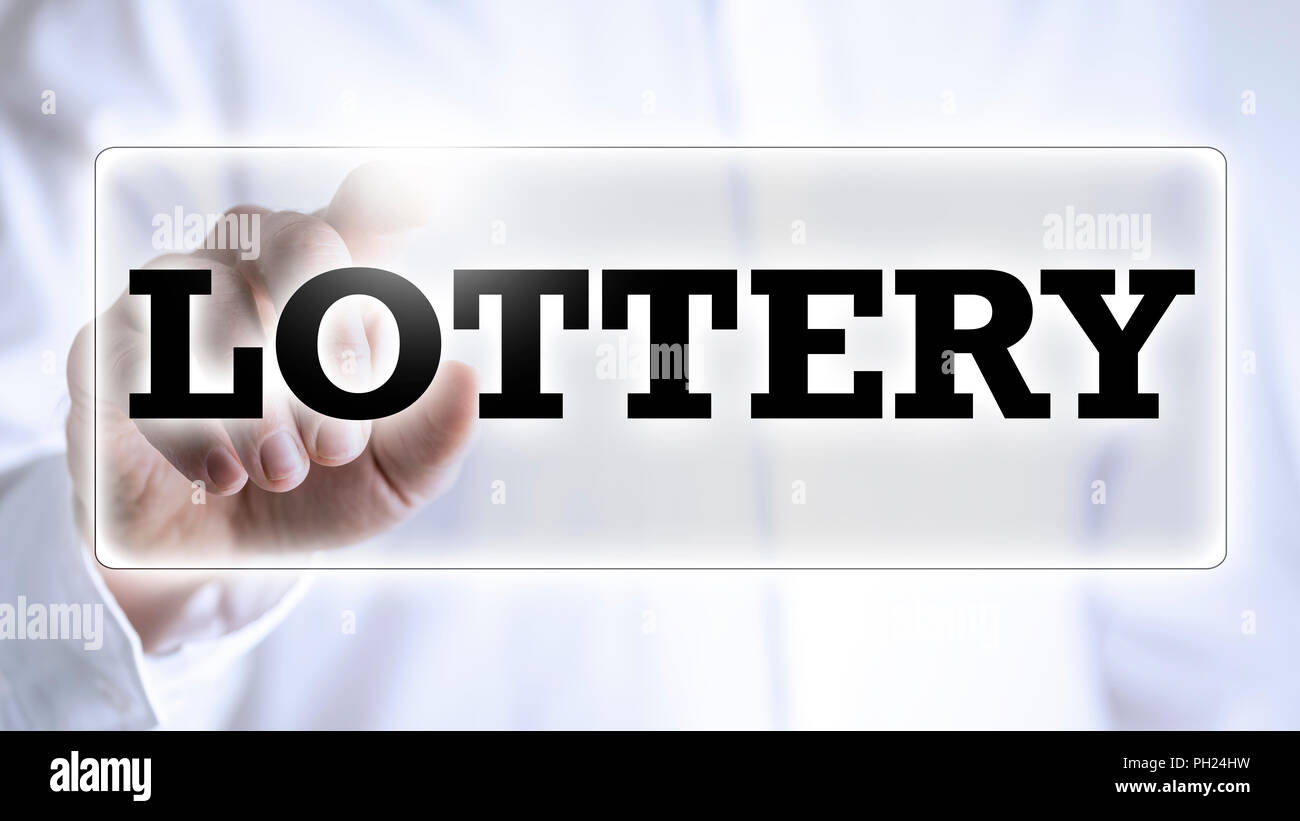 Lottery button on virtual screen Stock Photo - Alamy
