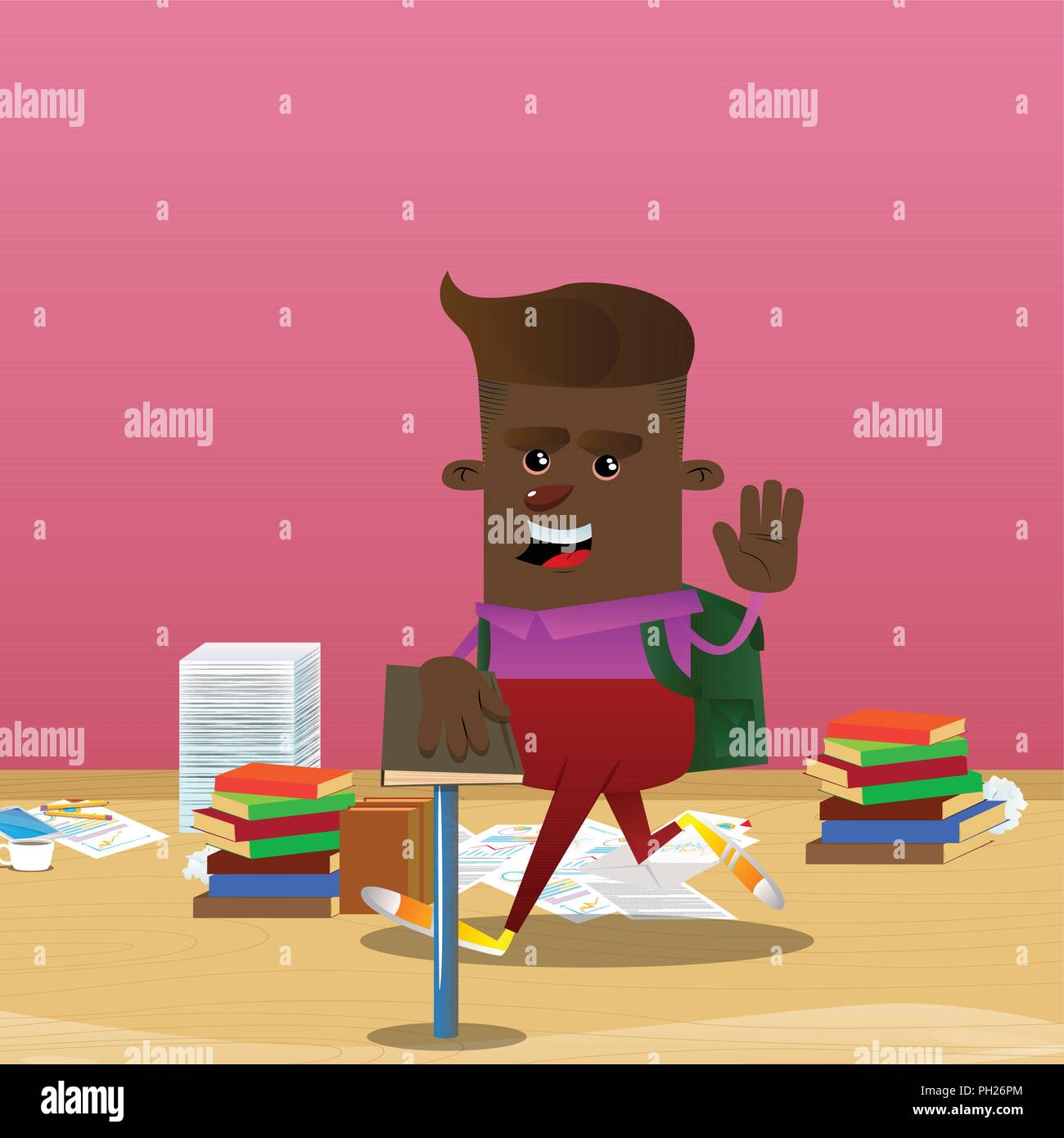 Schoolboy raising his hand and put the other on a holy book. Vector ...