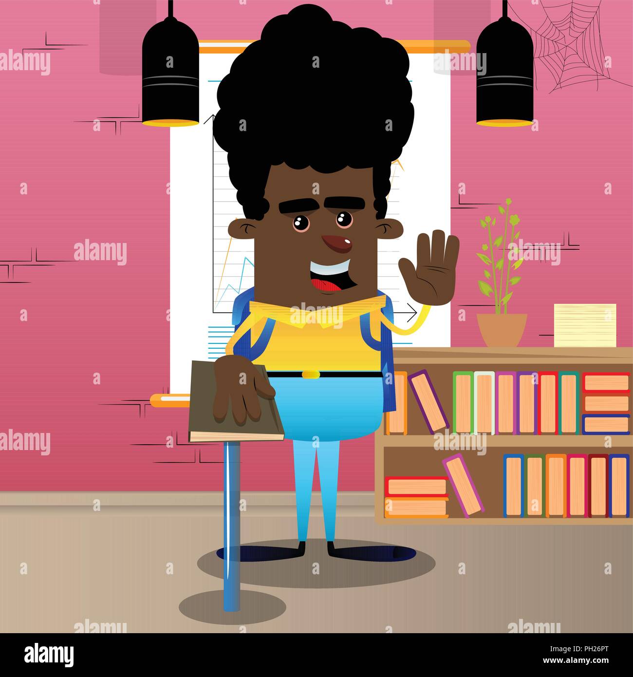 Schoolboy raising his hand and put the other on a holy book. Vector ...