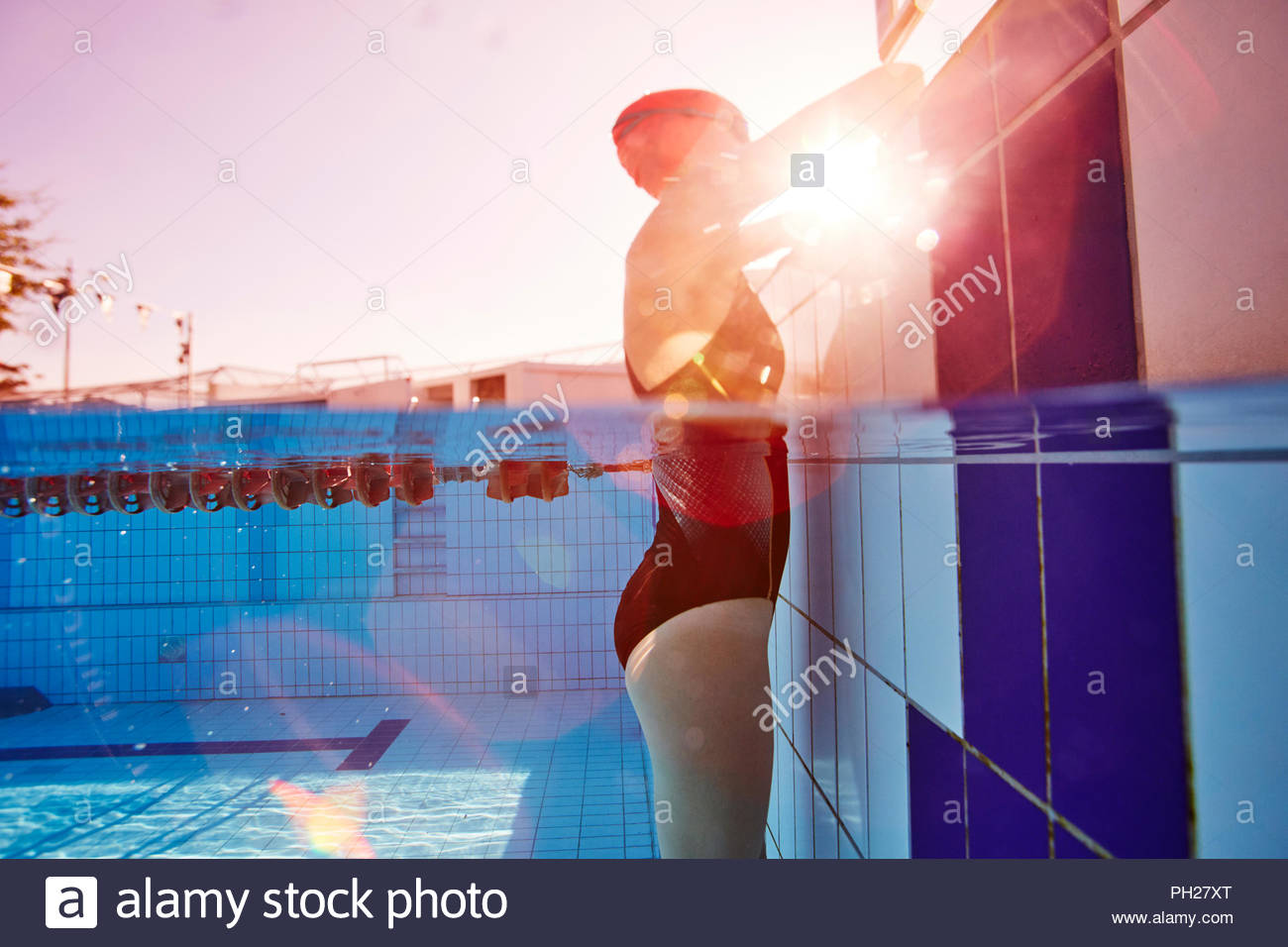 Woman Standing In Swimming Pool High Resolution Stock Photography and ...