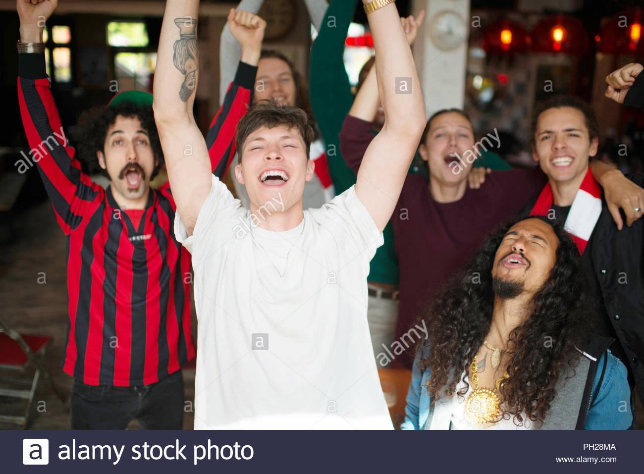 Football Fans Cheering Bar Tv High Resolution Stock Photography and ...