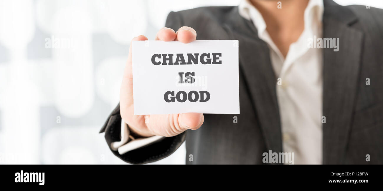 Close up Businessman in Business Suit Showing Small White Card with ...