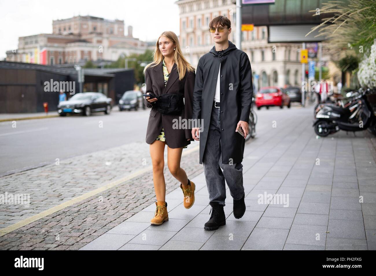 Anna Cornelia walking on the street during Fashion Week Stockholm - Aug ...