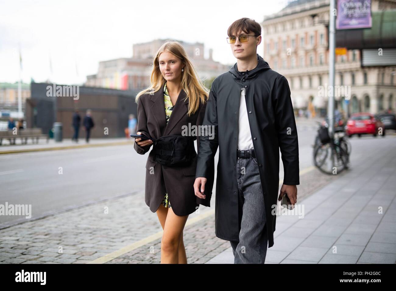 Anna Cornelia walking on the street during Fashion Week Stockholm - Aug ...