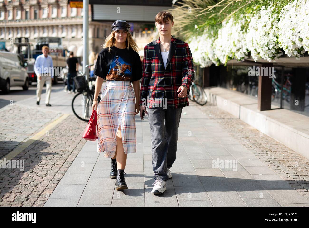 Anna Cornelia posing on the street during Fashion Week Stockholm - Aug ...