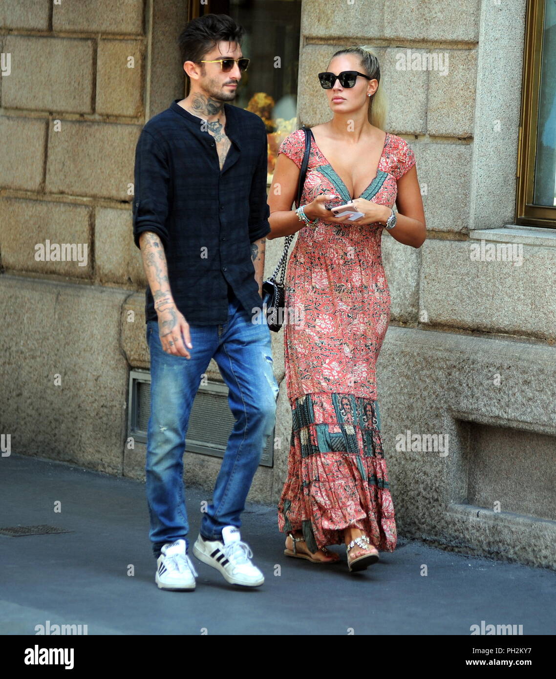 Milan, Francesca Brambilla walking downtown with Andrea Francesca ...