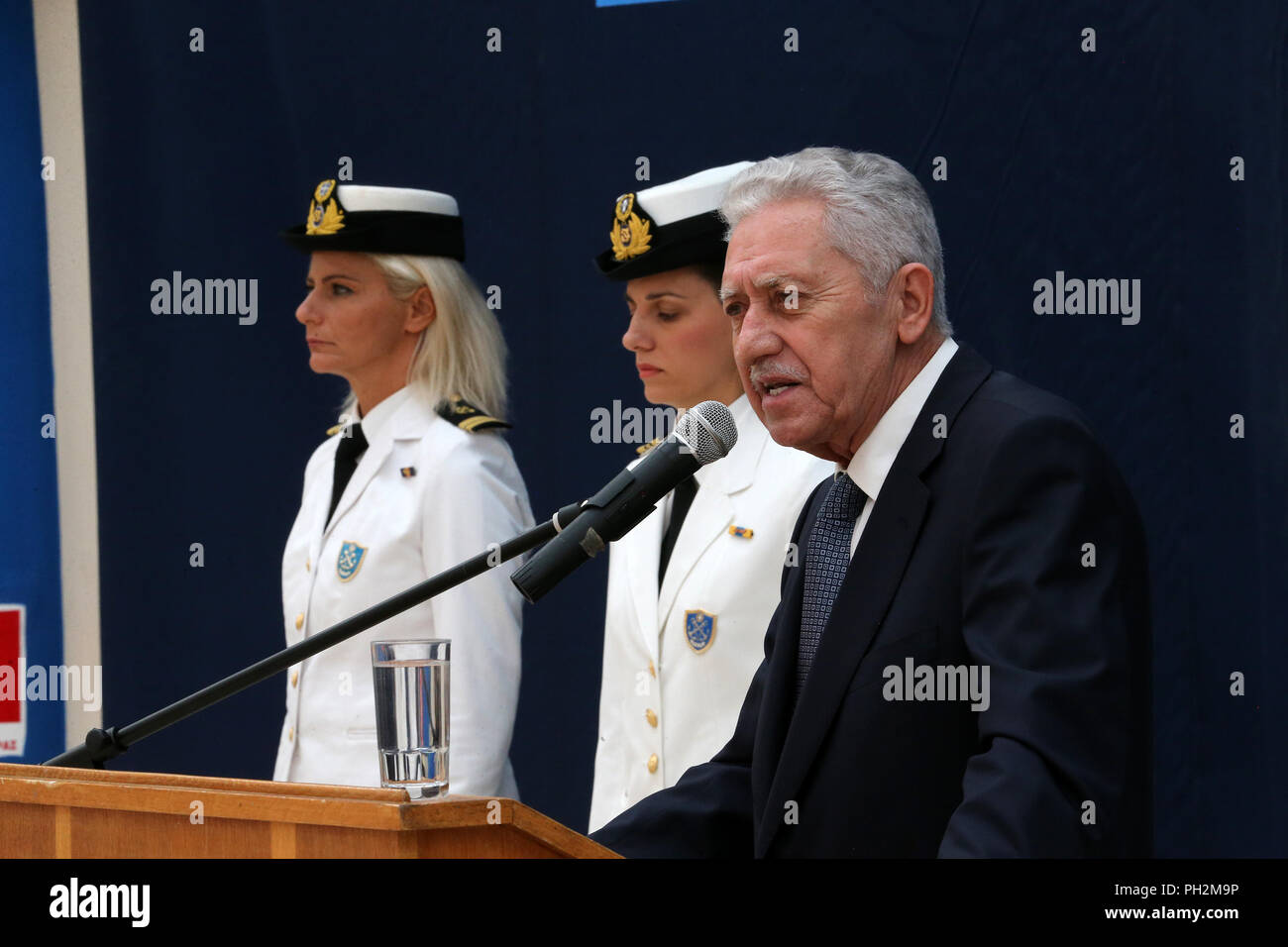 Piraeus, Greece. 30th Aug, 2018. Greece's new Shipping Minister Fotis ...