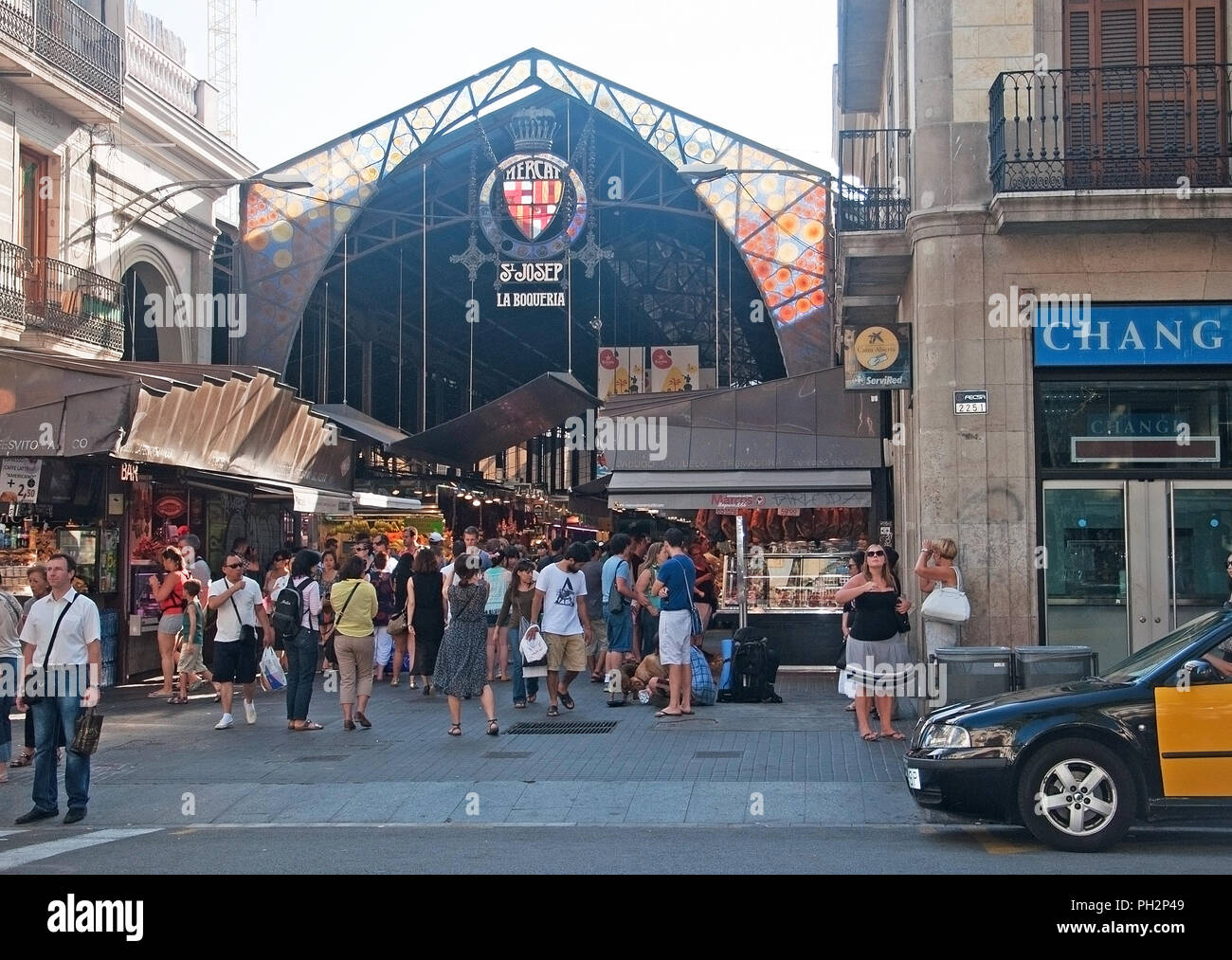 BARCELONA, SPAIN - JULY 31, 2012: St Josep La Bouqueria market entrance ...