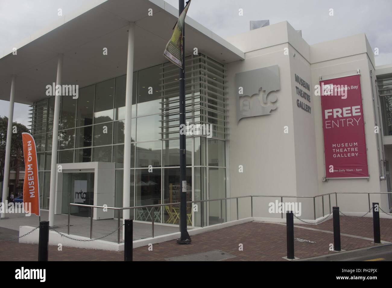 Entrance of the Museum Theatre Gallery in Napier, Hawke Bay, North ...