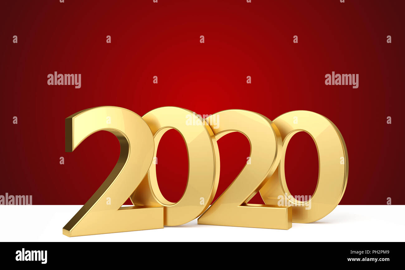 2020 golden bold letters 3d-illustration Stock Photo - Alamy