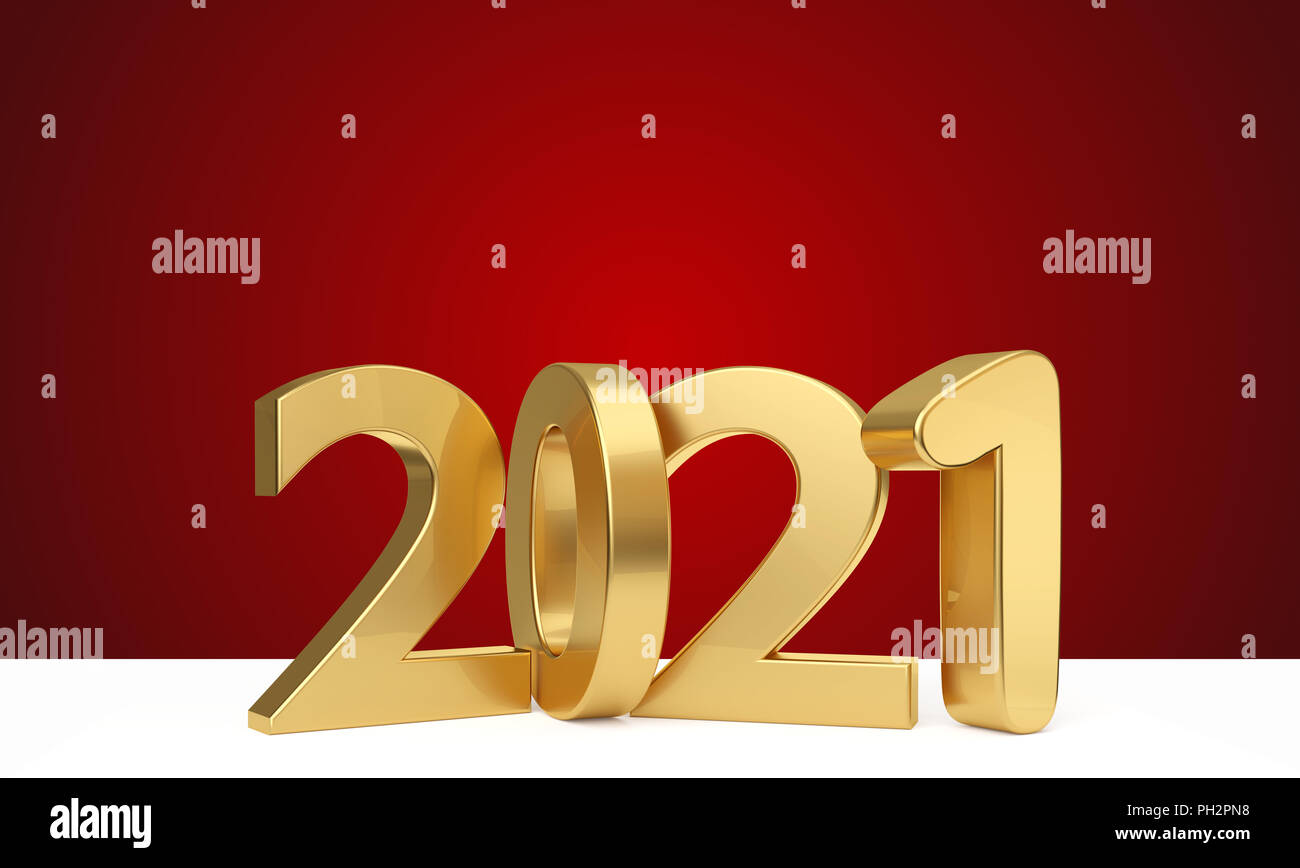2021 golden bold letters 3d-illustration Stock Photo - Alamy