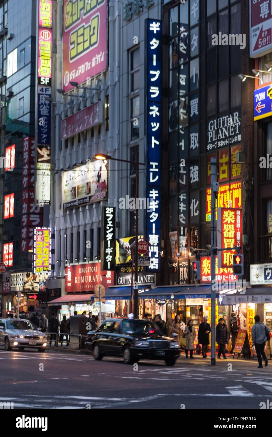 Busy Ochanomizu Music Instrument Avenue in Ochanomizu, Tokyo, Japan ...