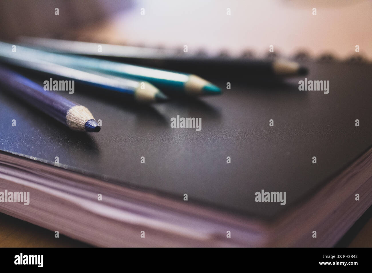 Notebook book color pencils hi-res stock photography and images - Alamy
