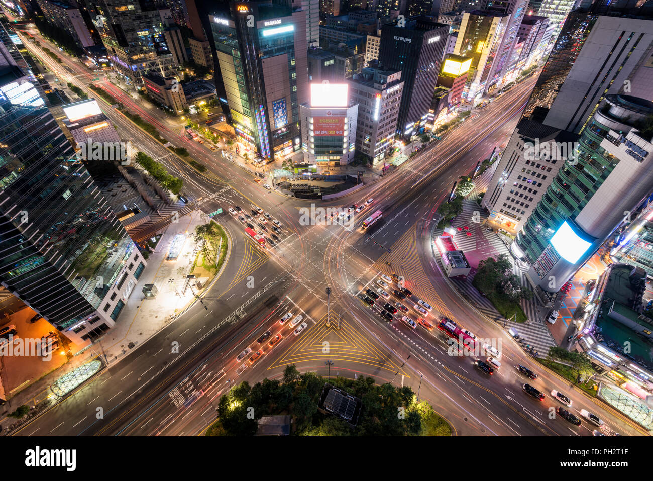 Night view of Gangnam district in Seoul city Stock Photo - Alamy