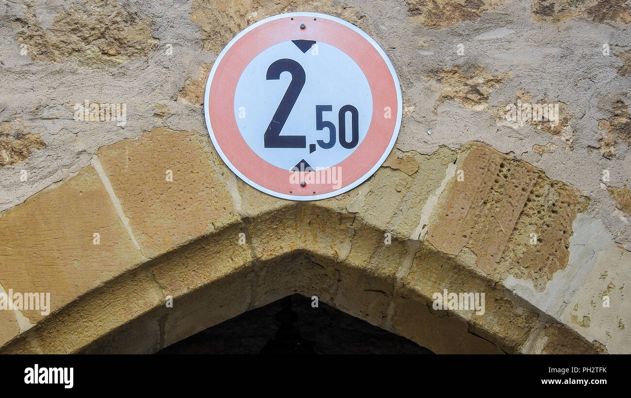 Road sign limiting altitude on a road Stock Photo - Alamy