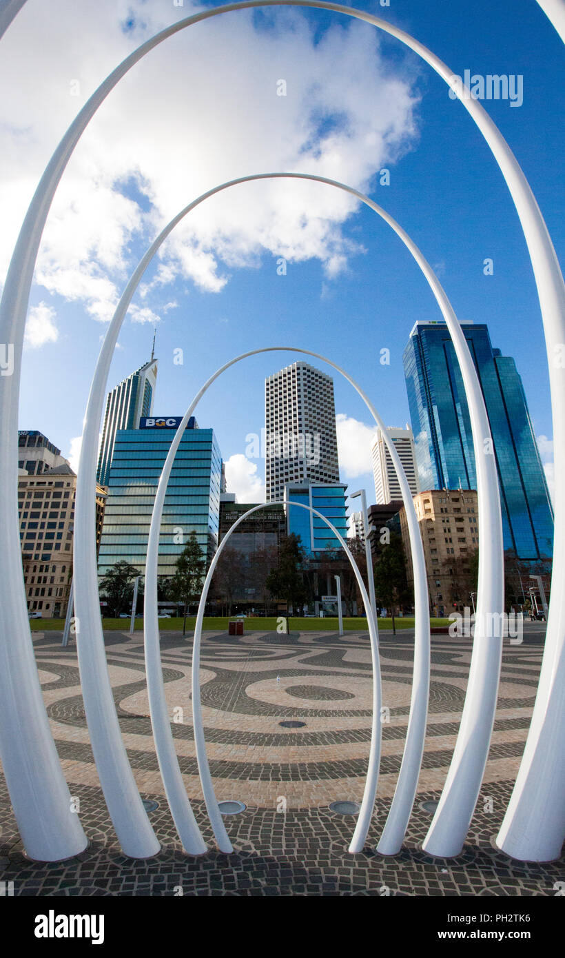 Perth, Western Australia, skyline viewed from behind the Spanda ...