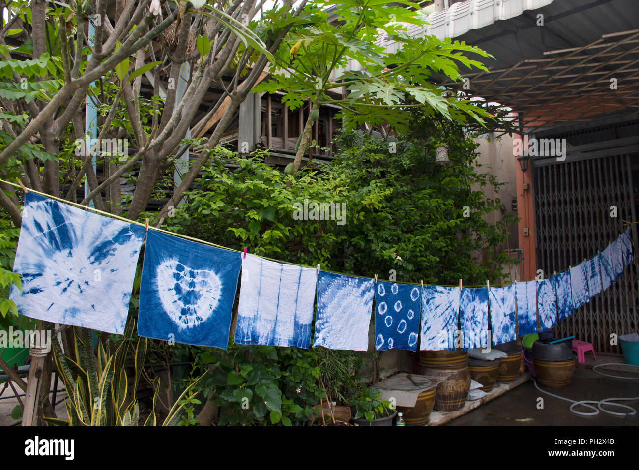 Handkerchief tie batik dyeing tie batik indigo color or mauhom color ...