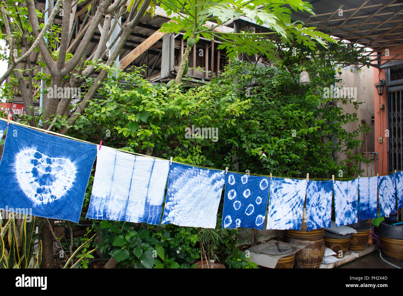 Handkerchief tie batik dyeing tie batik indigo color or mauhom color ...