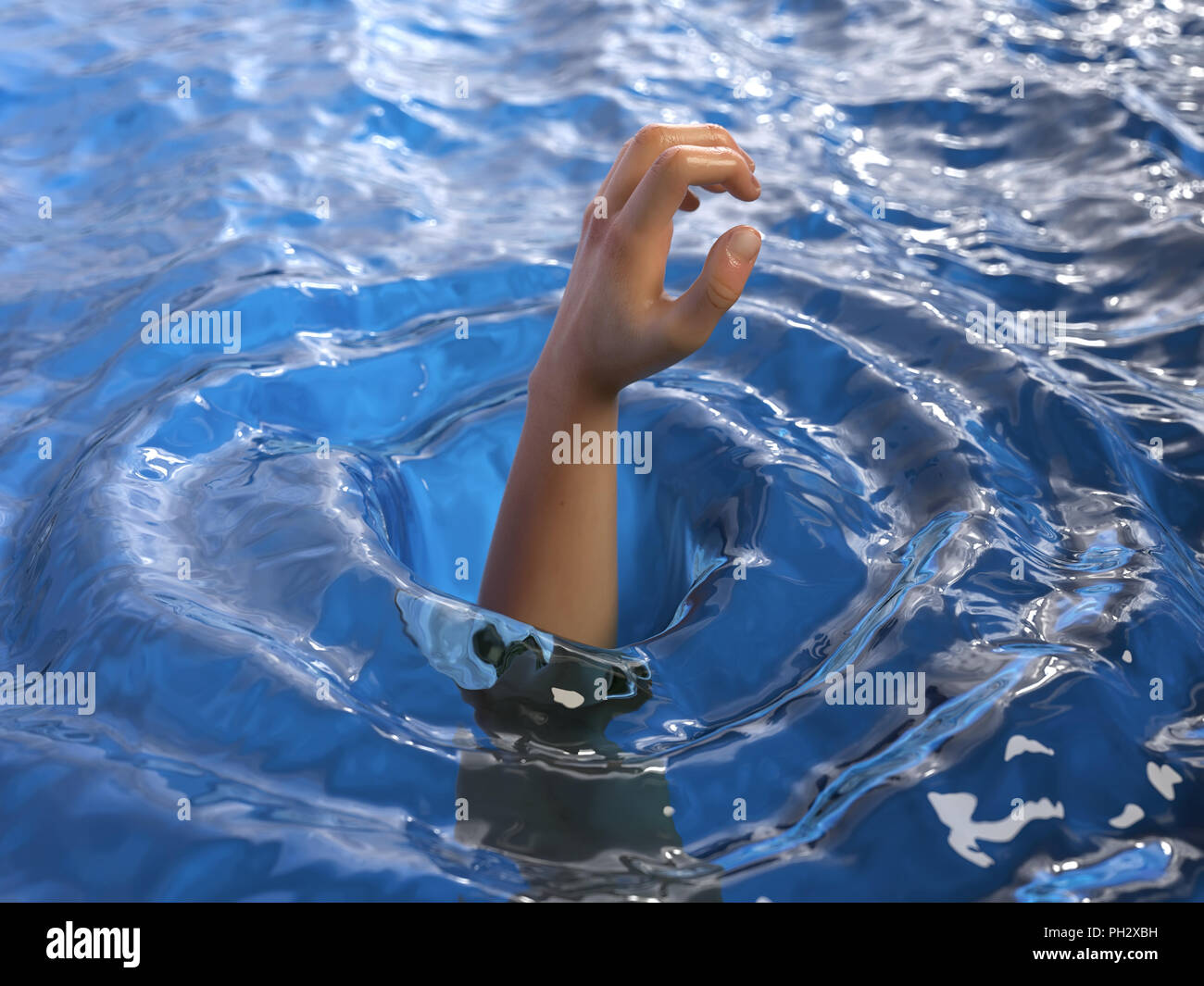 hand of a man sinking in the water Stock Photo - Alamy