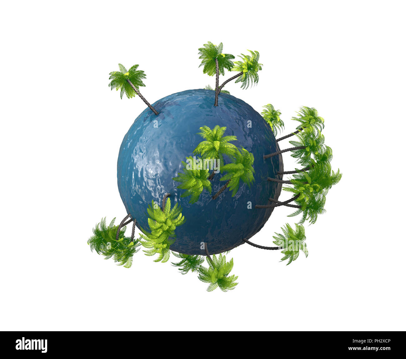 Blue sea palm tree Cut Out Stock Images & Pictures - Alamy