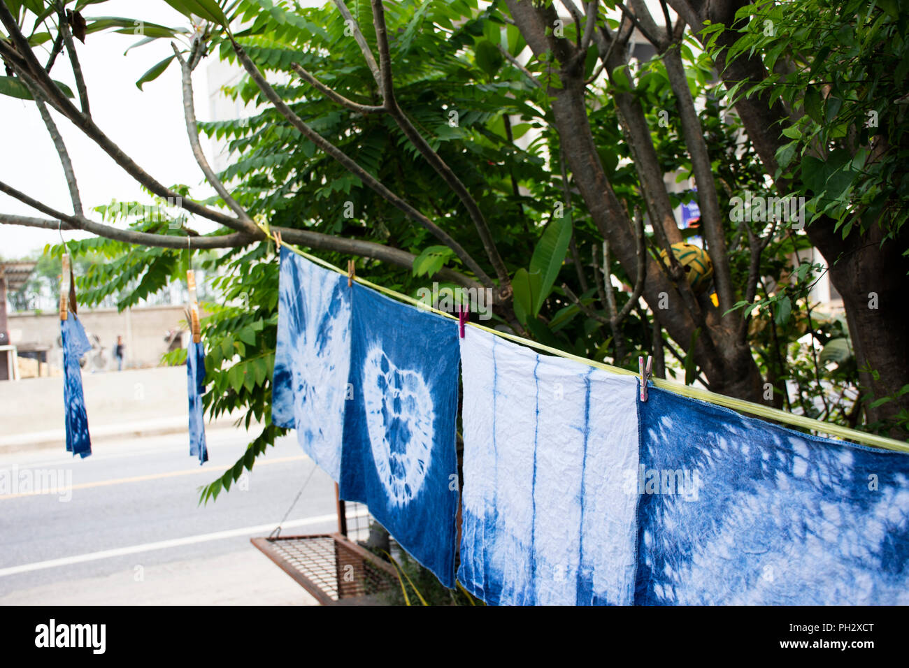 Handkerchief tie batik dyeing tie batik indigo color or mauhom color ...