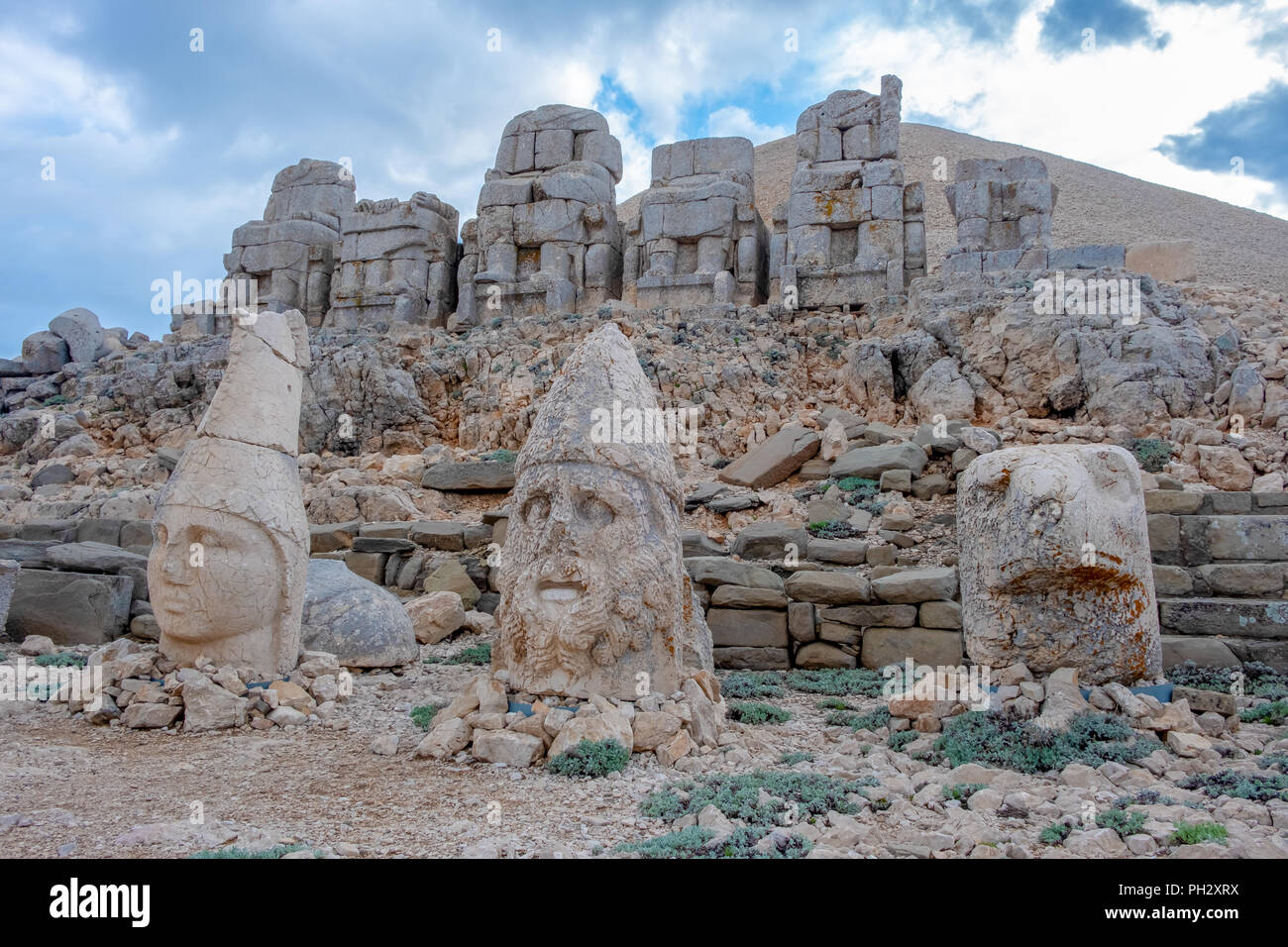 Nemrut Dagi, Anatolia, Turkey top the god Apollo and ancient stone ...