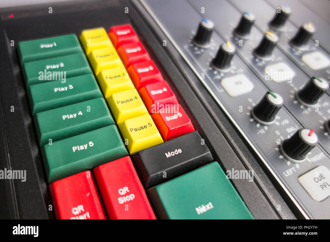 Radio station mixing desk controls and dials Stock Photo - Alamy