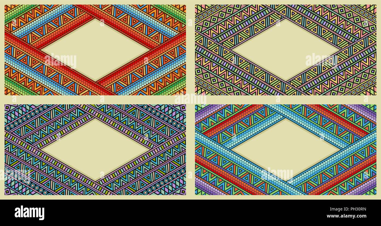 Bright ethnic frame at set. Abstract background with bright ethnic ...