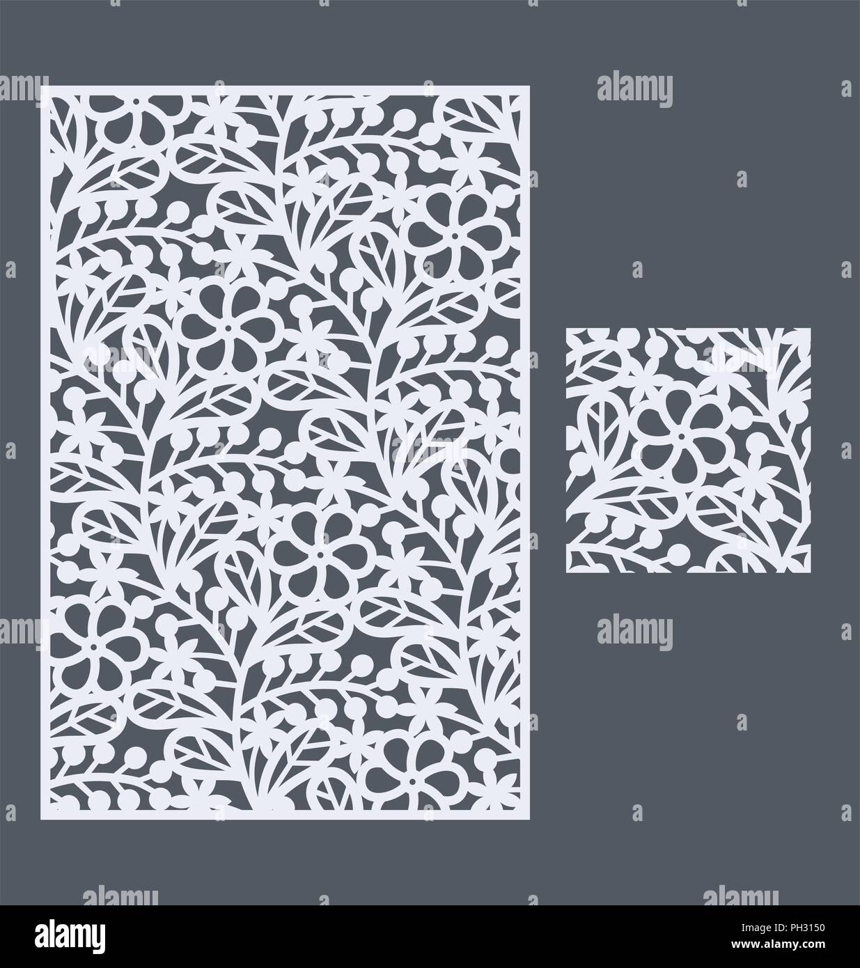 Laser cut vector panel and the seamless pattern for decorative panel. A ...