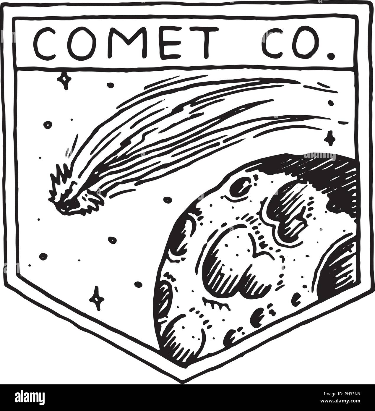 Vintage Space logo with the moon and the falling star. Exploration of ...