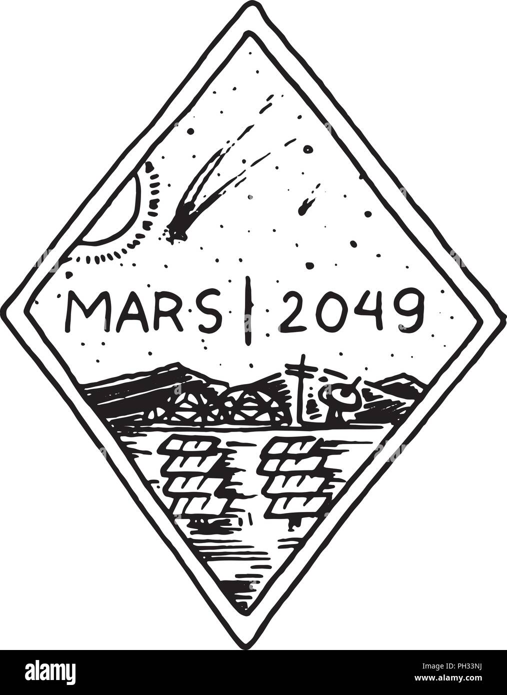 Mission of Mars logo. Exploration of the astronomical galaxy and Space ...