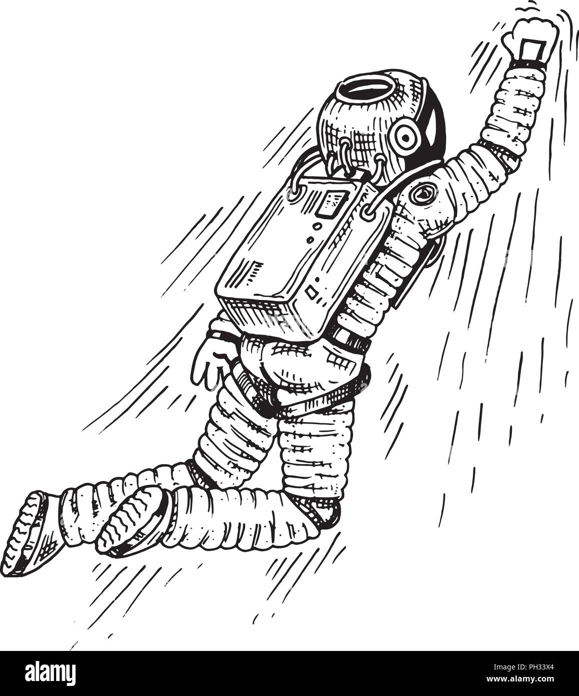 Happy spaceman keeps a balloons like a planets in space .Childish ...