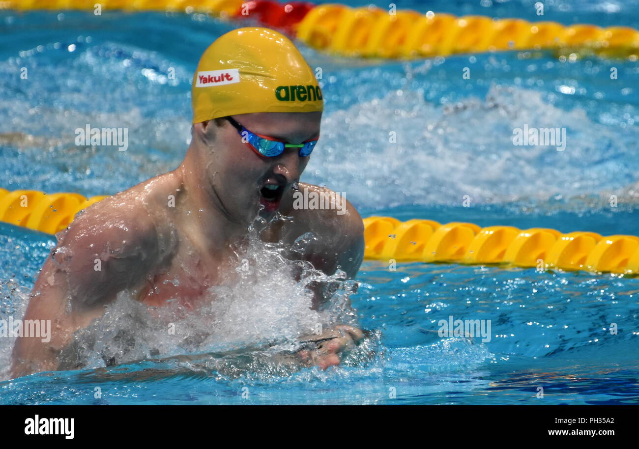 Budapest, Hungary - Jul 27, 2017. Competitive swimmer WILSON Matthew ...