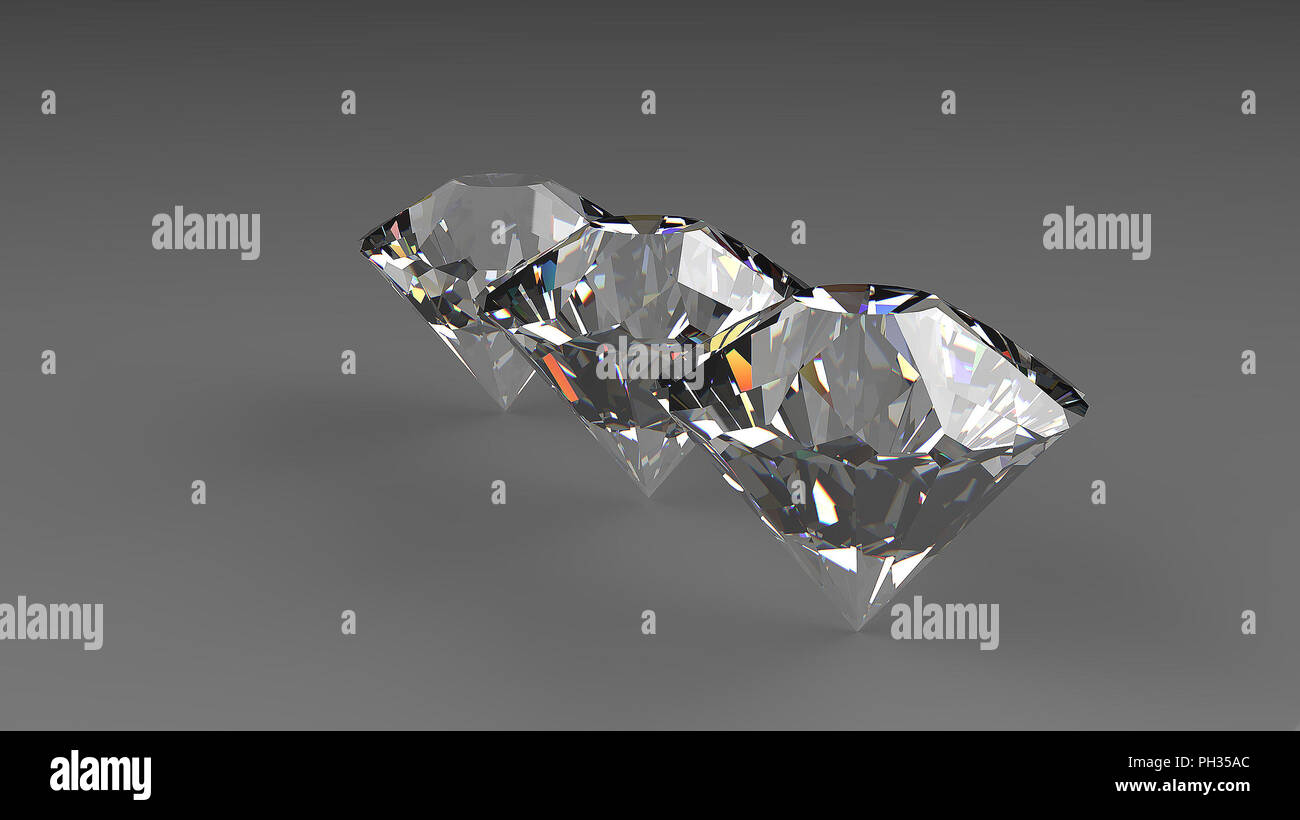 3D diamonds render on a gray background Stock Photo - Alamy