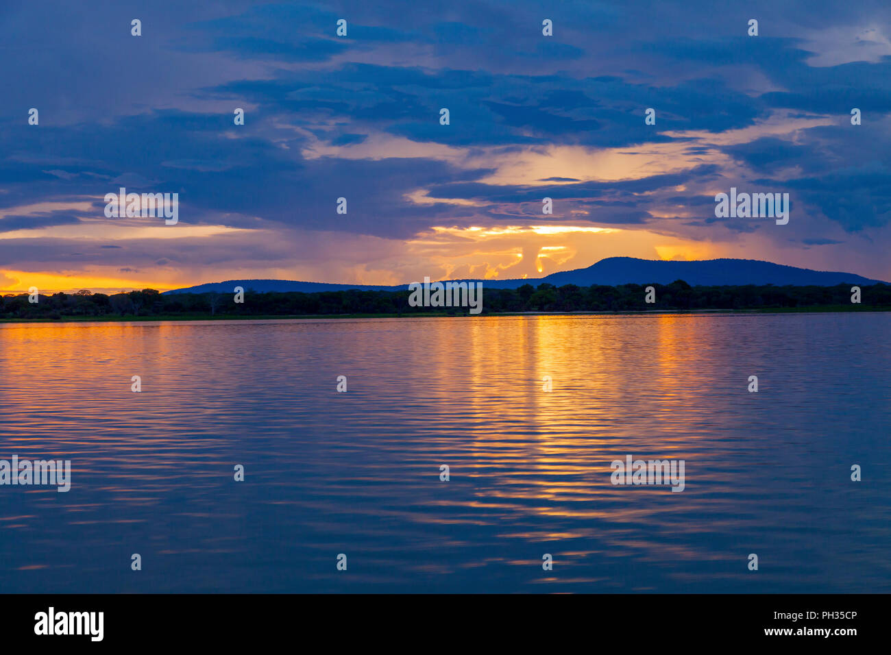 Lake sunset landscape, Tanzania, East Africa Stock Photo - Alamy