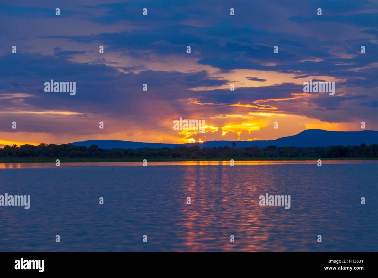 Lake sunset landscape, Tanzania, East Africa Stock Photo - Alamy