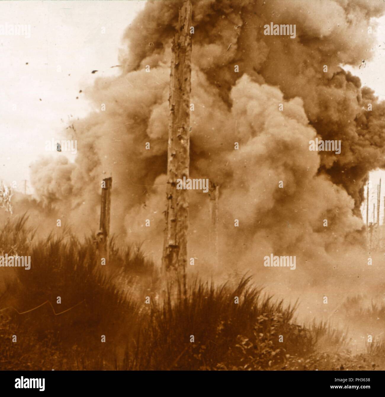 Explosion of a mine, Vosges, eastern France, c1914-c1918. Artist ...