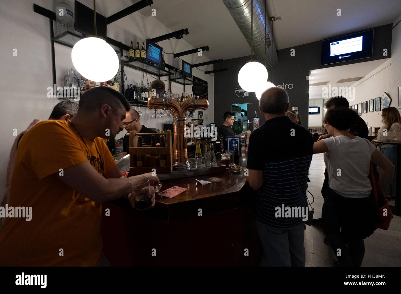 Interior of a bar in the streets of Madrid Spain Stock Photo - Alamy