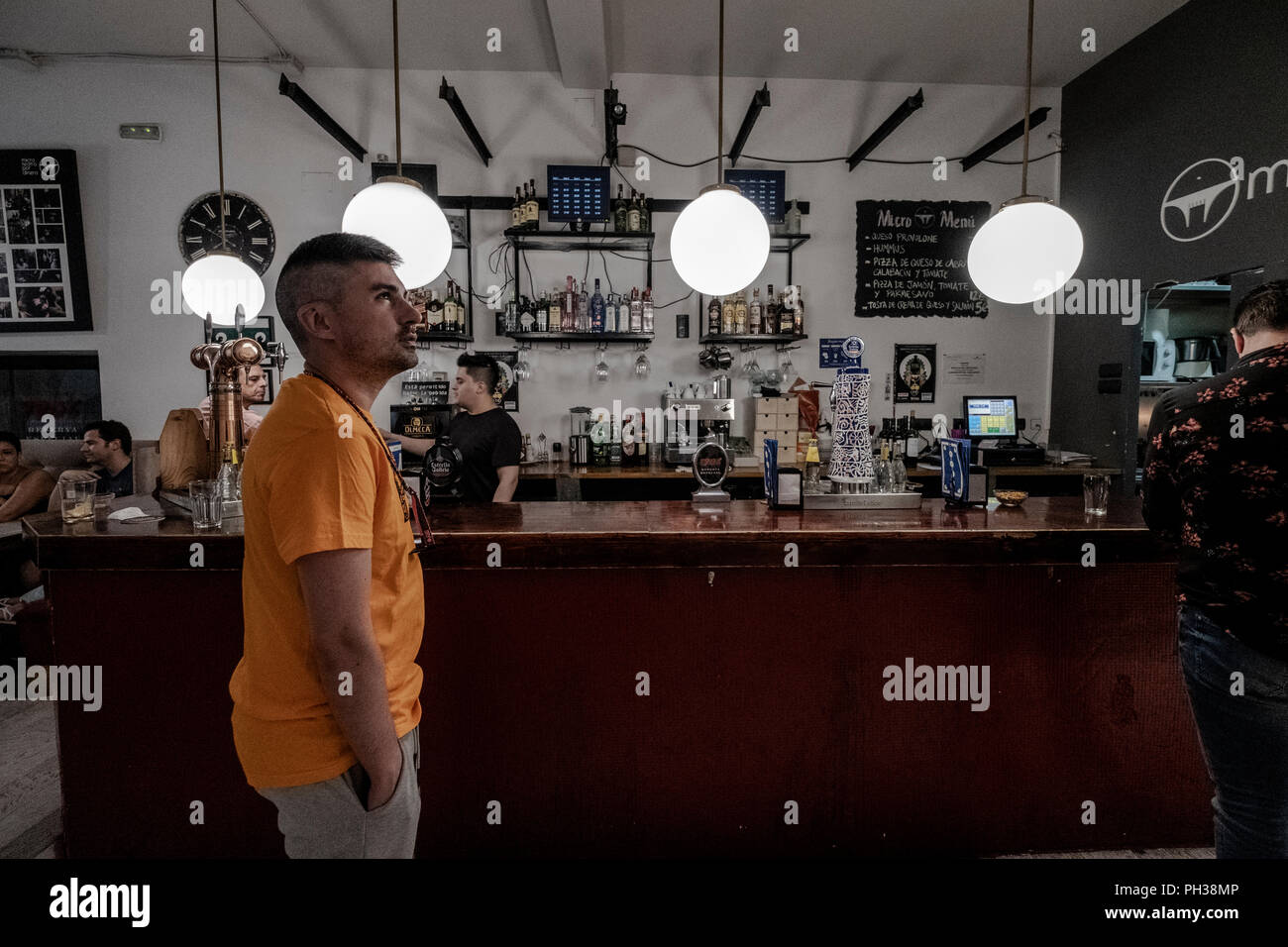 Interior of a bar in the streets of Madrid Spain Stock Photo - Alamy