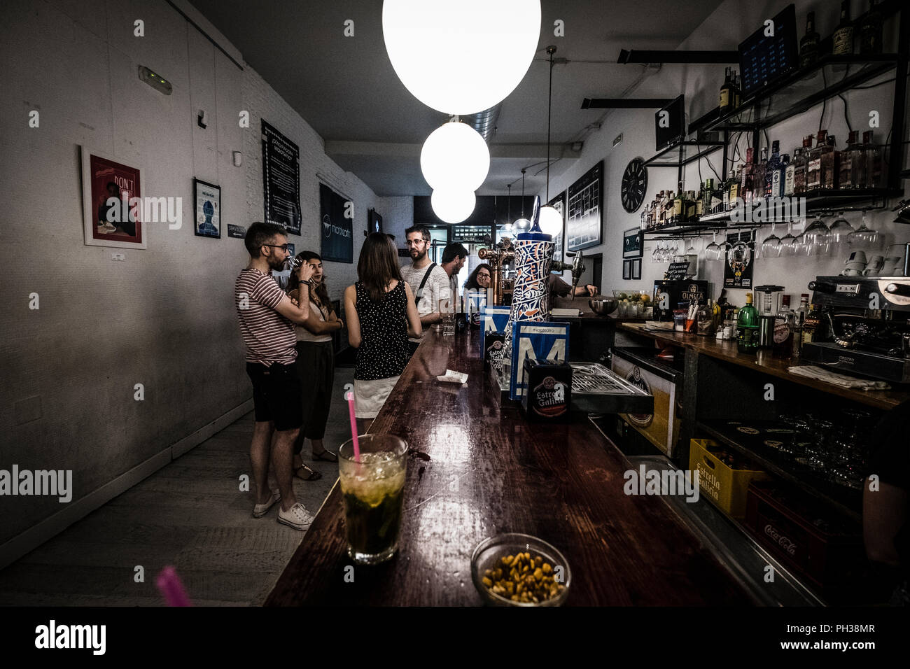 Interior of a bar in the streets of Madrid Spain Stock Photo - Alamy