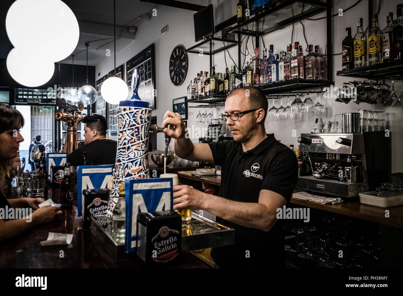 Interior of a bar in the streets of Madrid Spain Stock Photo - Alamy