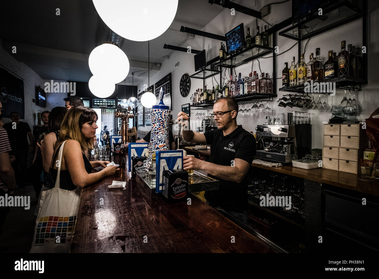 Interior of a bar in the streets of Madrid Spain Stock Photo - Alamy
