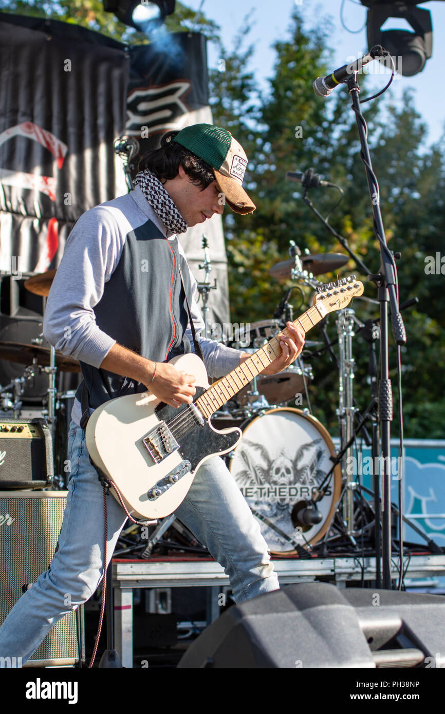Bergamo, Italy - August 26, 2018: Italian Garage-Rock band Green ...