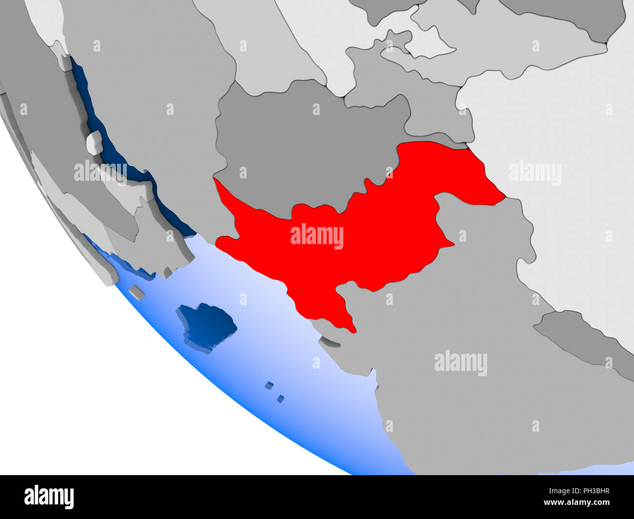 Map of Pakistan in red on political globe with transparent oceans. 3D ...