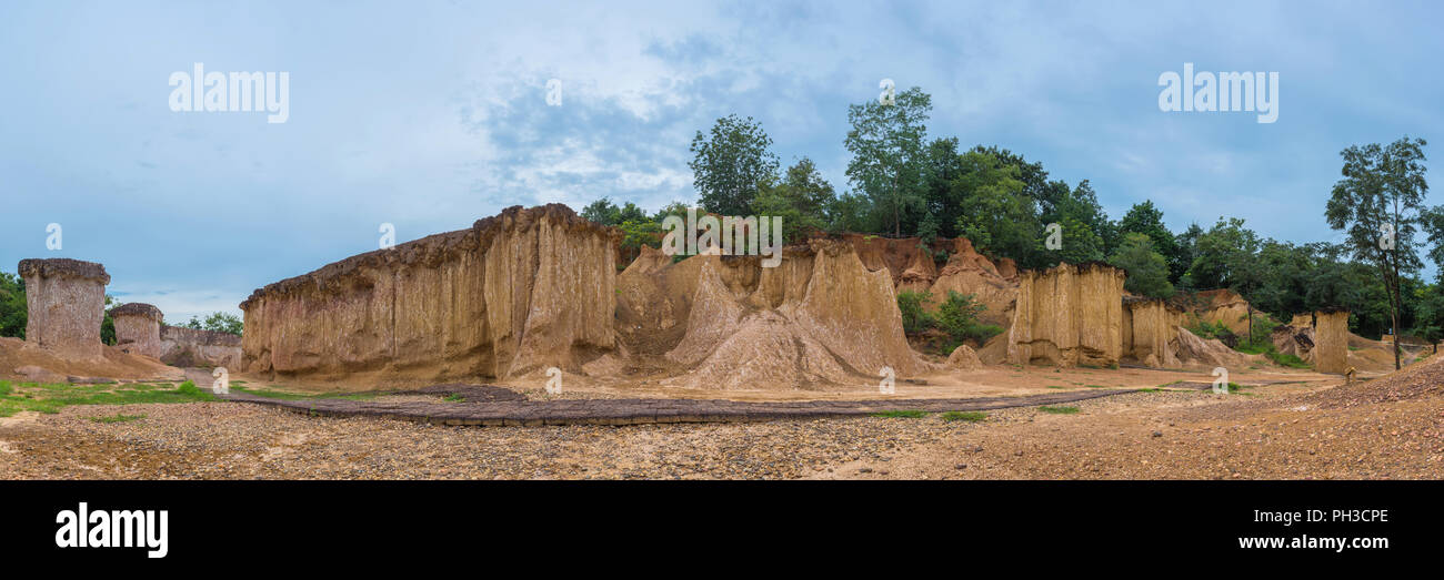 Phae Muang Phi Forest Park, Phrae, Thailand, soil erosion landmark ...